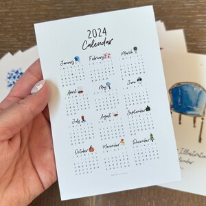 Mini Desk Calendar, 2024, Watercolor Calendar, Easel Calendar, Small ...