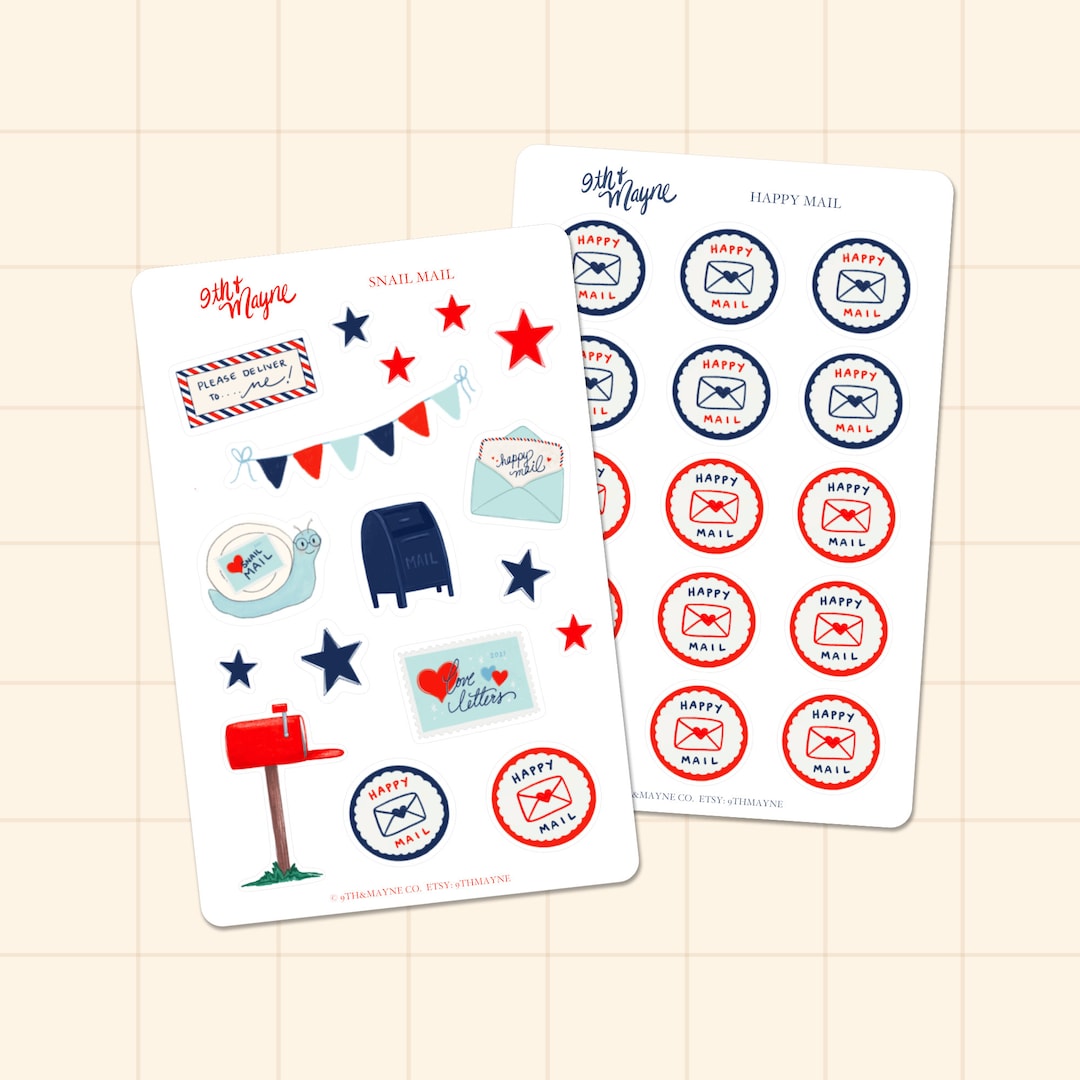 Happy Snail Mail Sticker Sheet: Planner Stickers, Kids Journal, USPS - Etsy