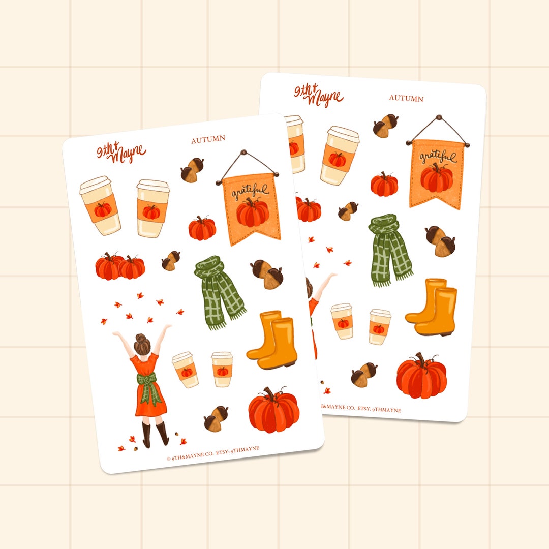 Fall Stickers, Seasonal Stickers, Pumpkin Spice Stickers, Planner ...