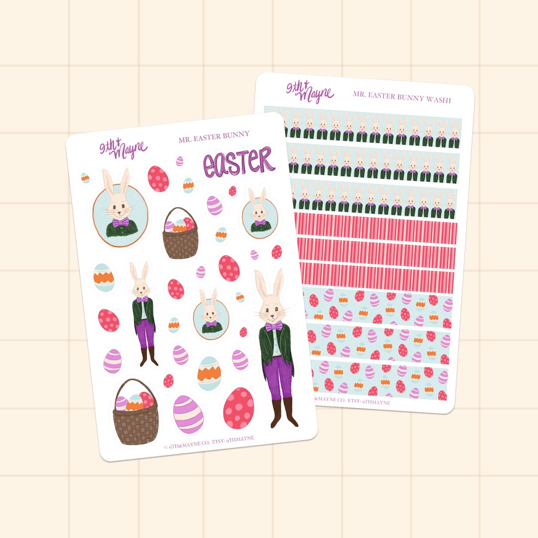 Easter Bunny Sticker Sheet: Spring Planner Stickers - Etsy