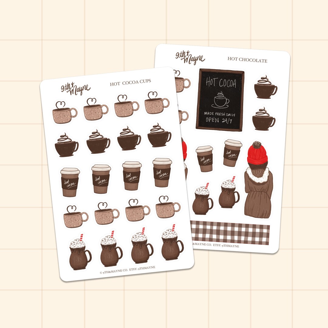 Hot Cocoa Cups Sticker Sheets Planner Stickers Scrapbooking Stickers ...