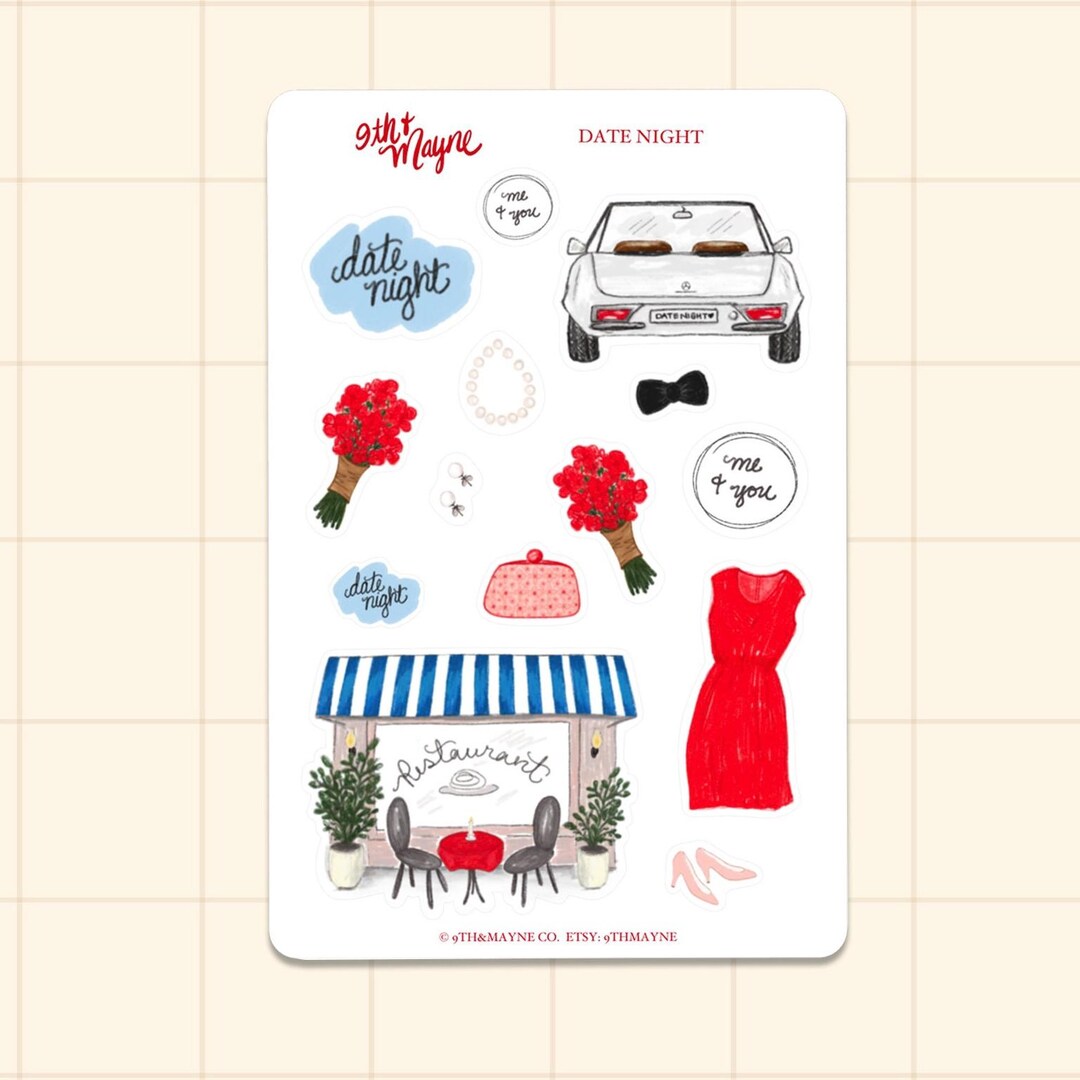Date Night Sticker Sheet: Deco Stickers for Planners, Bujo Journals - Etsy