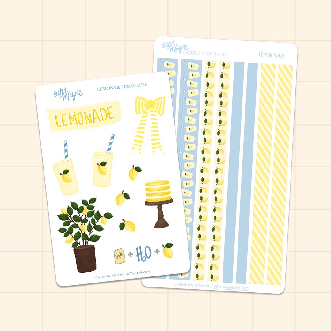 Lemonade Stickers, Planner Stickers, Notebook Stickers, Hand-drawn ...