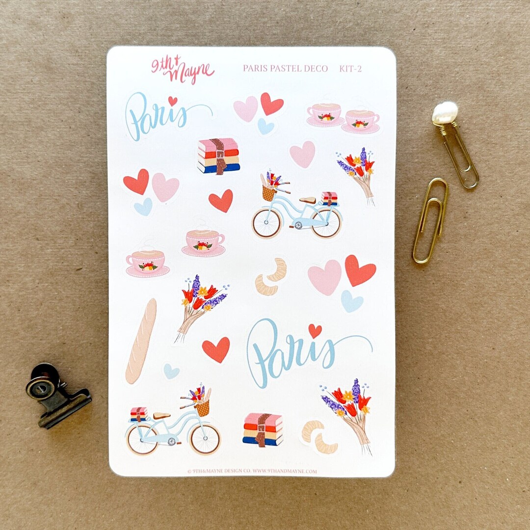 Cafe Sticker Sheet, Paris Sticker, Eiffel Tower Sticker, Paris Travel ...