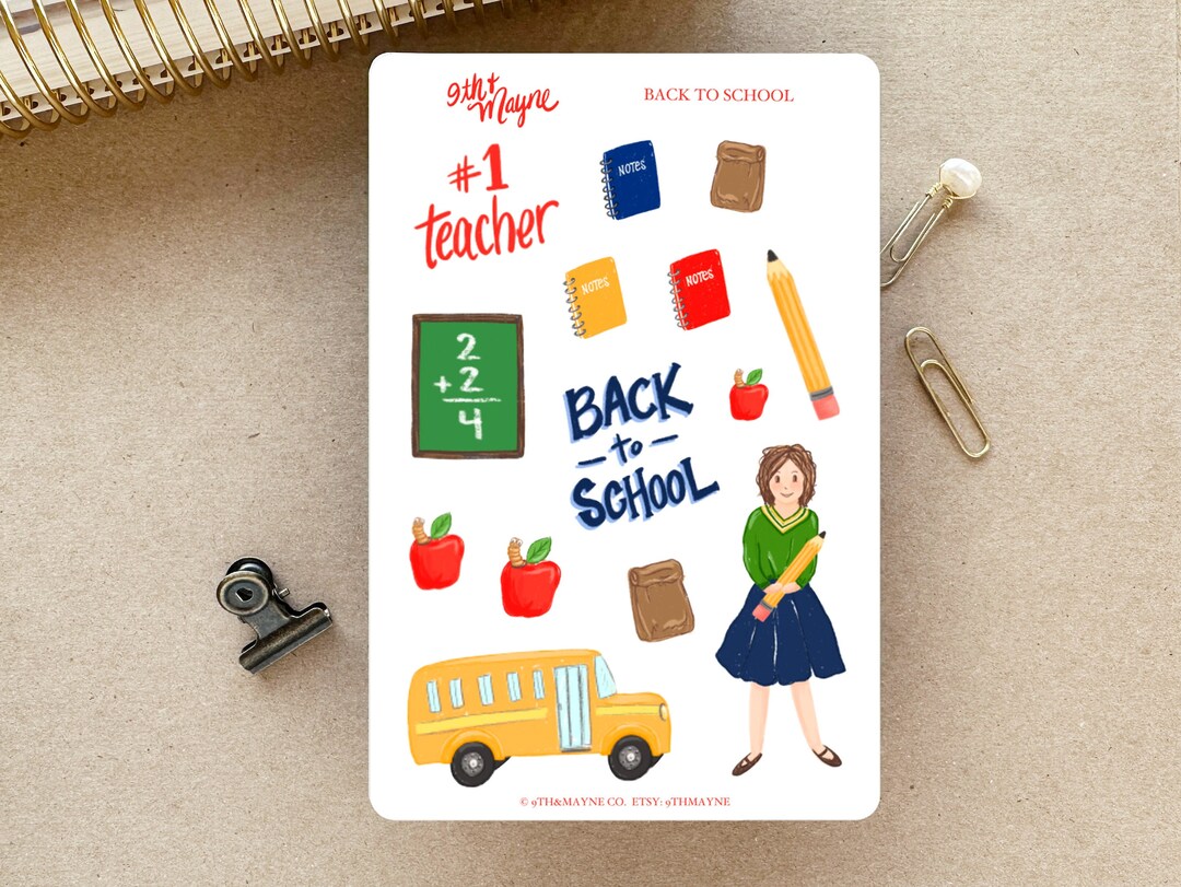 Back to School Stickers, Bus Stickers, Planner Stickers, Notebook ...
