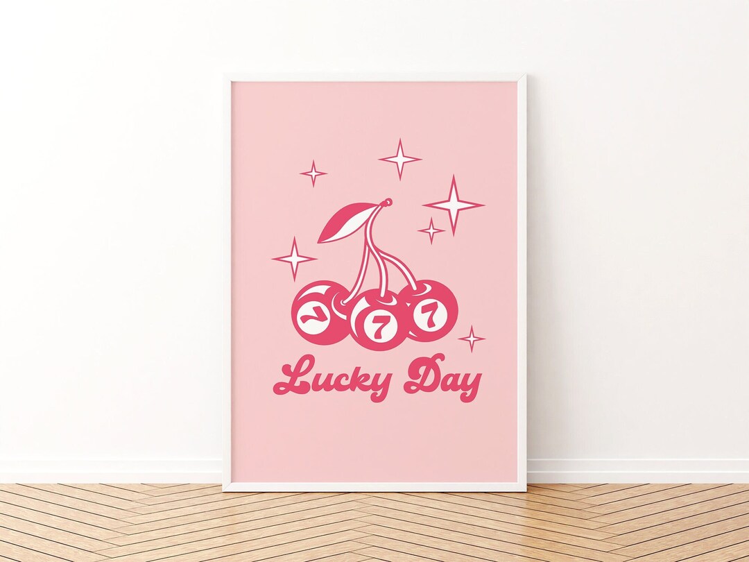 8 Ball Lucky Cherries, Cute Wall Print, Digital Download Print, Retro ...