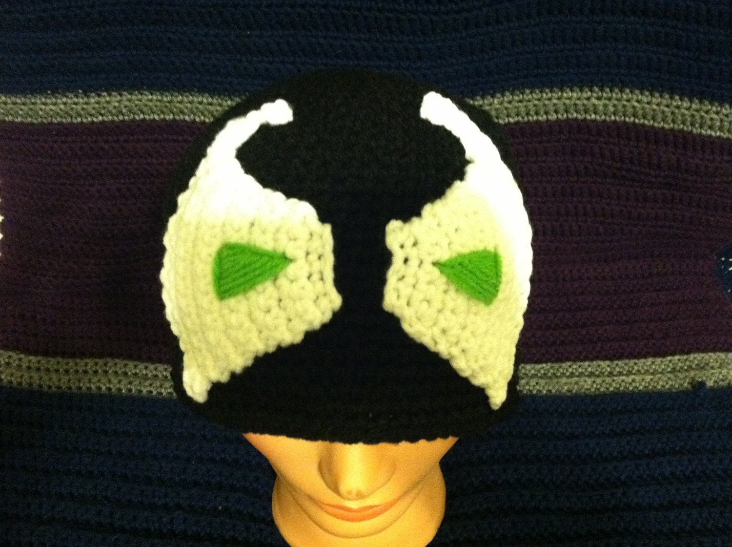 Spawn black, White, and Green Crochet Beanie - Etsy