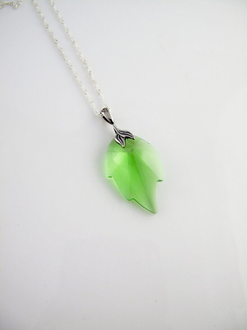 Leaf Pendant Light Green Swarovski Crystallized Leaf Pendant - Etsy