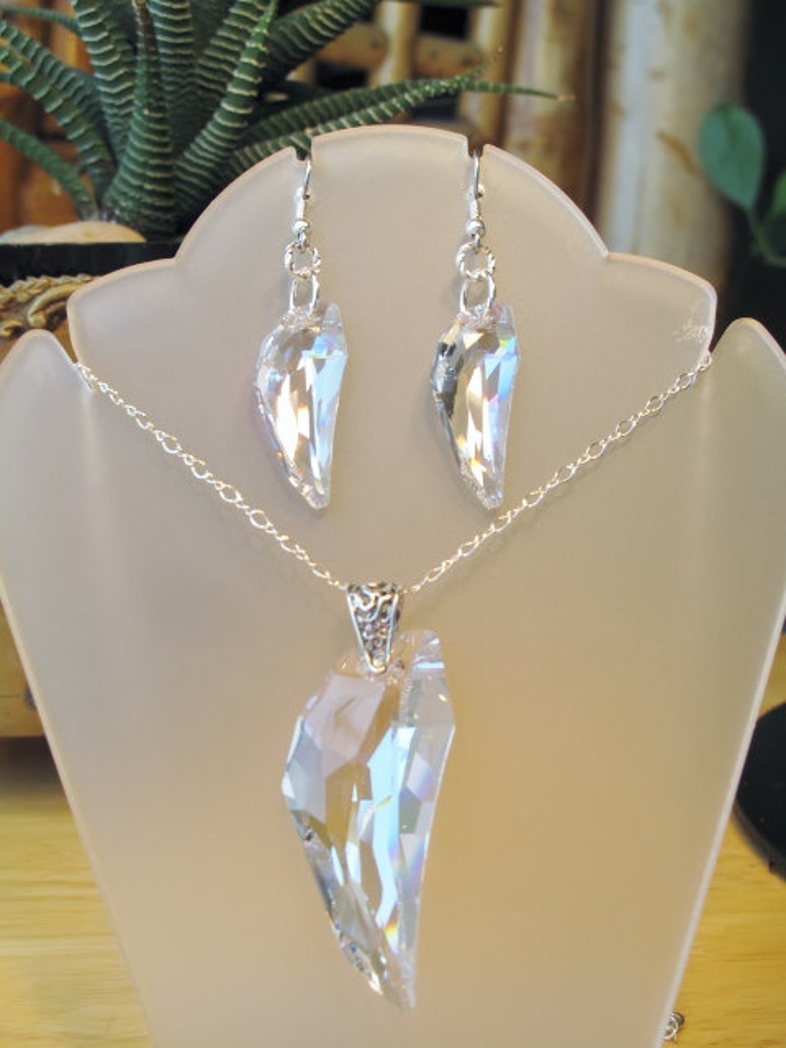 Translucient Angel Wing Crystal Pendant, Moonlight Swarovski Crystal on ...