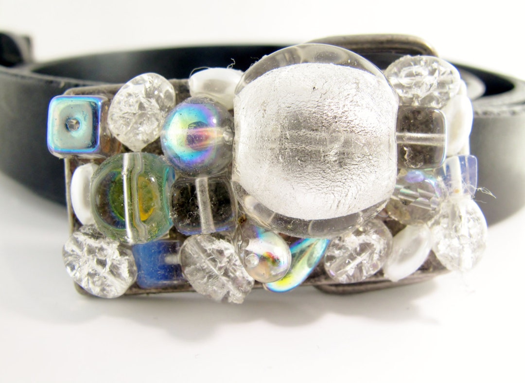 Small Clear Crystal Rectangle Beadded Belt Buckle Made of Swarovski ...