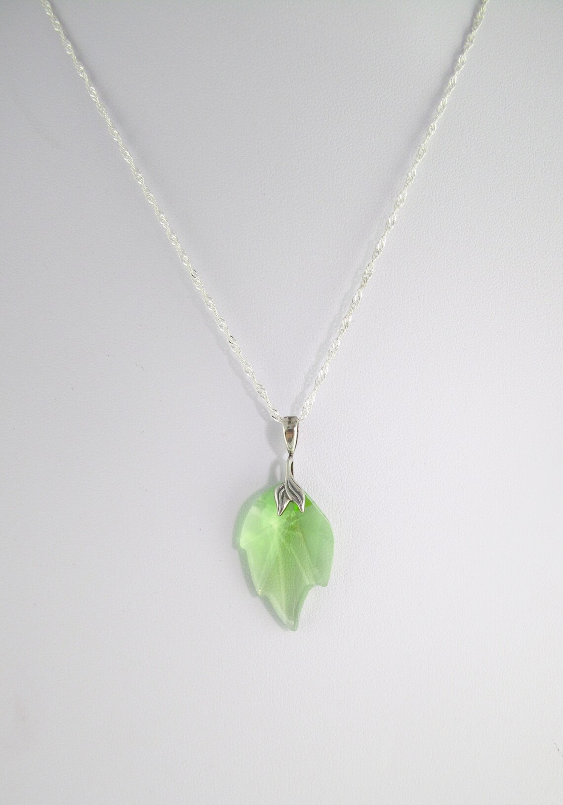 Leaf Pendant Light Green Swarovski Crystallized Leaf Pendant - Etsy
