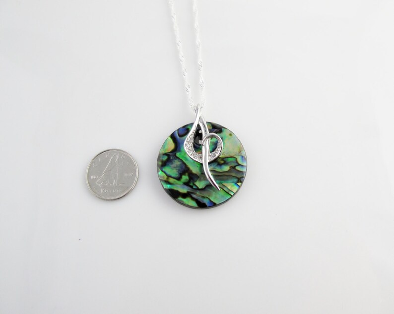 Large Round Shell Paua Abalone Pendant on Sterling Silver 925 - Etsy