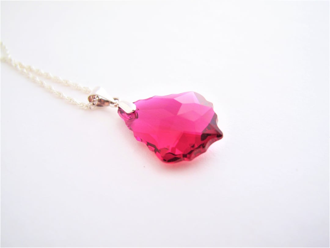 Fushia - Ruby Swarovski Crystal Element Pendant on Sterling Silver 925 ...
