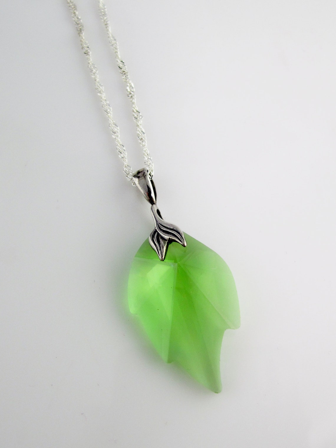 Leaf Pendant Light Green Swarovski Crystallized Leaf Pendant - Etsy