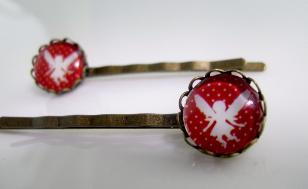 Red Bobby Pins, Fairy Bobby Pins, Red Hair Piece, Hair Clip, Bronze ...