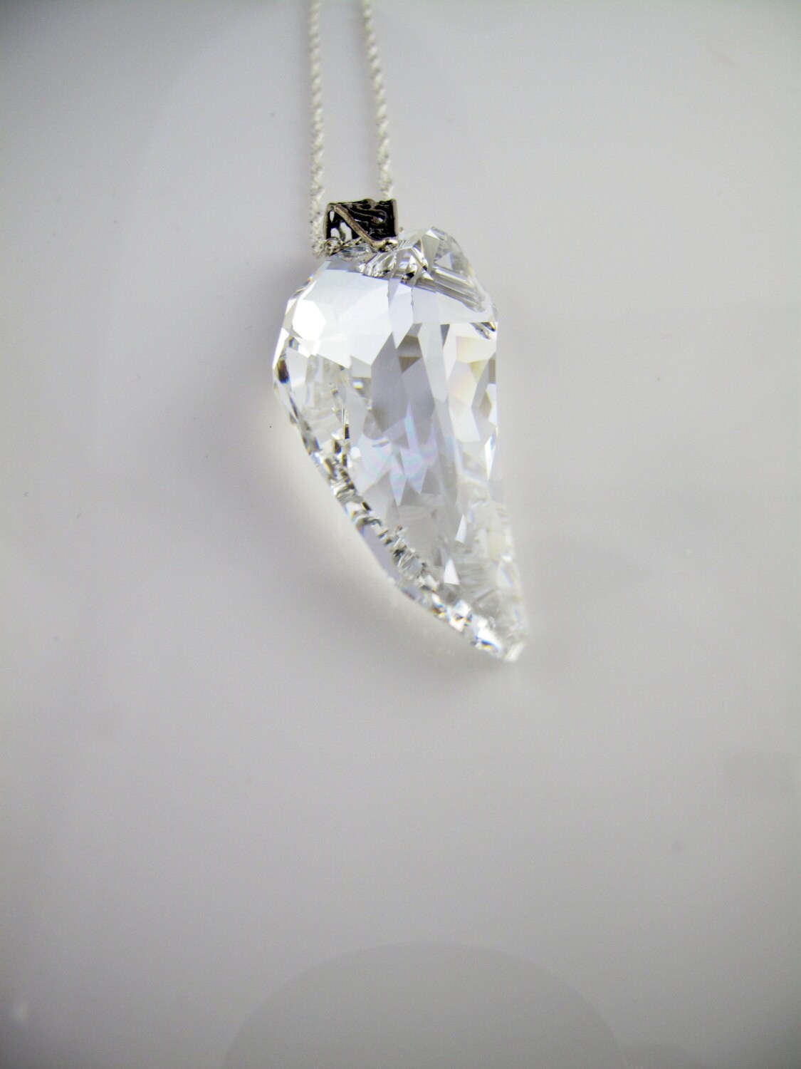Translucient Angel Wing Crystal Pendant, Moonlight Swarovski Crystal on ...