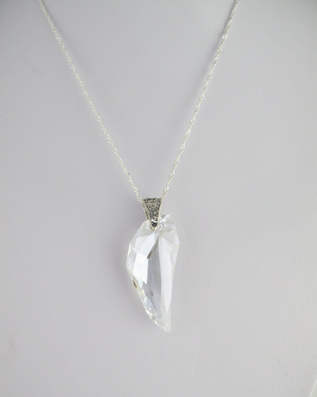 Translucient Angel Wing Crystal Pendant, Moonlight Swarovski Crystal on ...