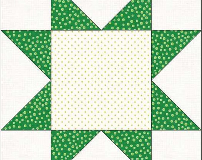 9", 12", Sawtooth Star Block Pattern, Patchwork Block Pattern, Quilt ...