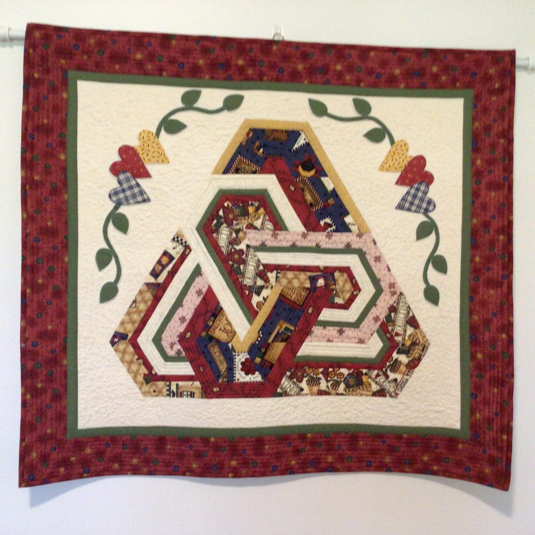 Triad Interlock, Vintage Quilt, Wall Quilt, Quilt, Patchwork Quilt ...