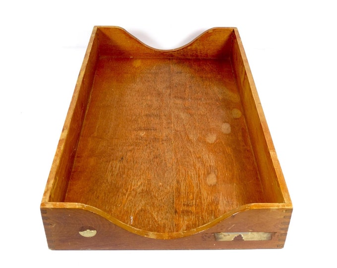 Vintage Wood Office Tray - Oak Office Tray Legal in Box Tray Wood File ...