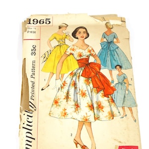 1957 Simplicity Dress Pattern - Simplicity 1965 Pattern Size 14 34 ...