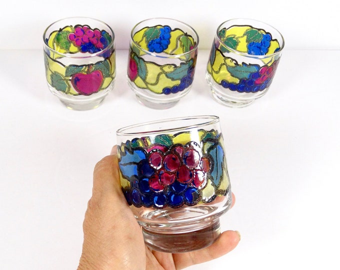 Cute Libbey Stained Glass Fruit Juice Glases Set of 4 Stained Glass ...