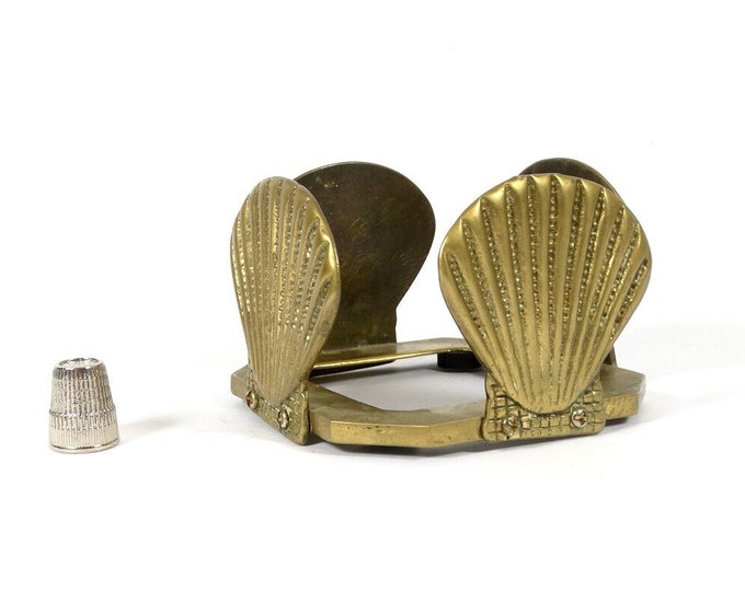 Vintage Andrea by Sadek Brass Scallop Memo Pad Holder - Brass Notepad ...