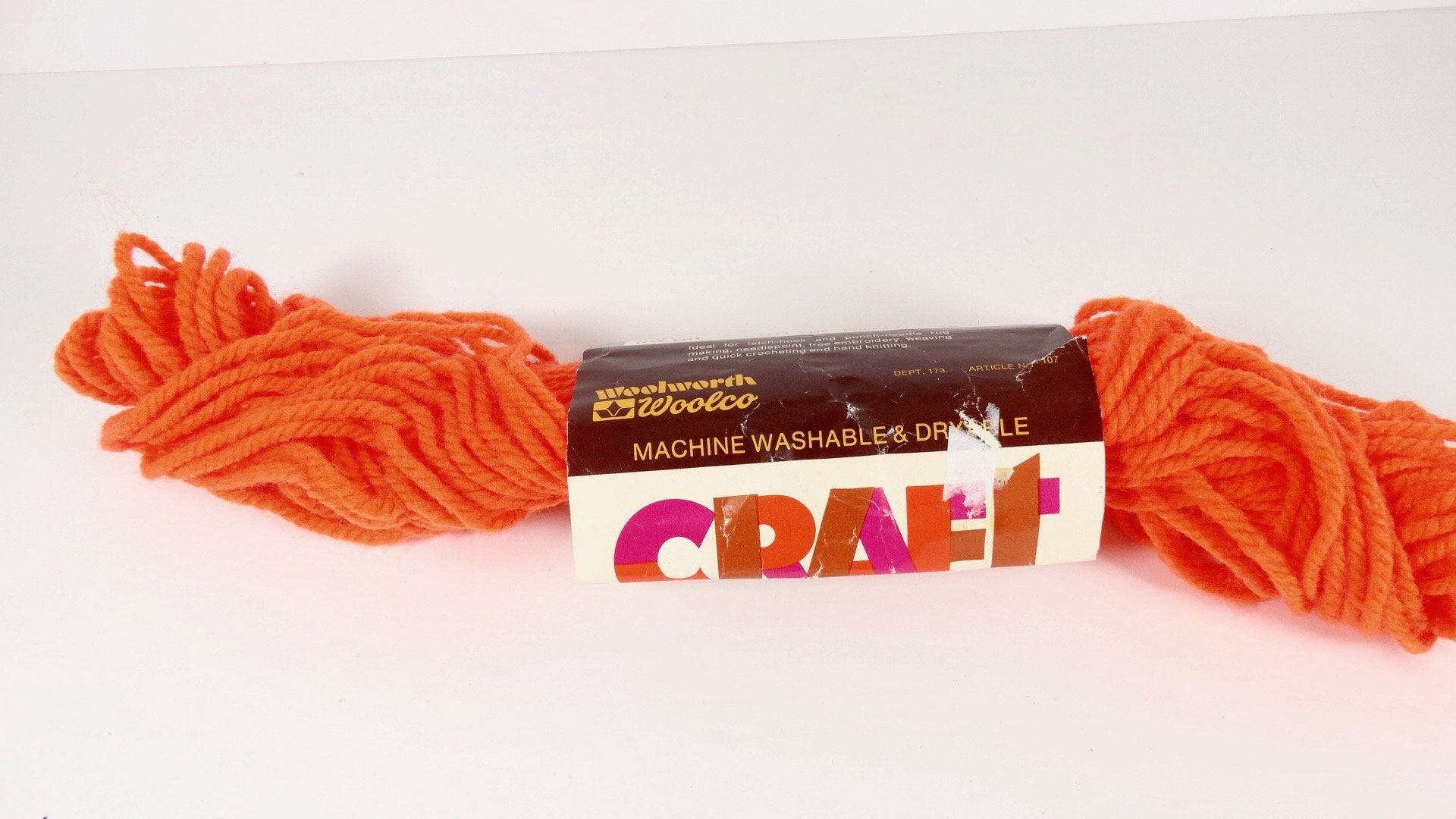 1970s Yarn 70s Craft Yarn 1970s Woolworth Woolco Craft Orange Yarn ...