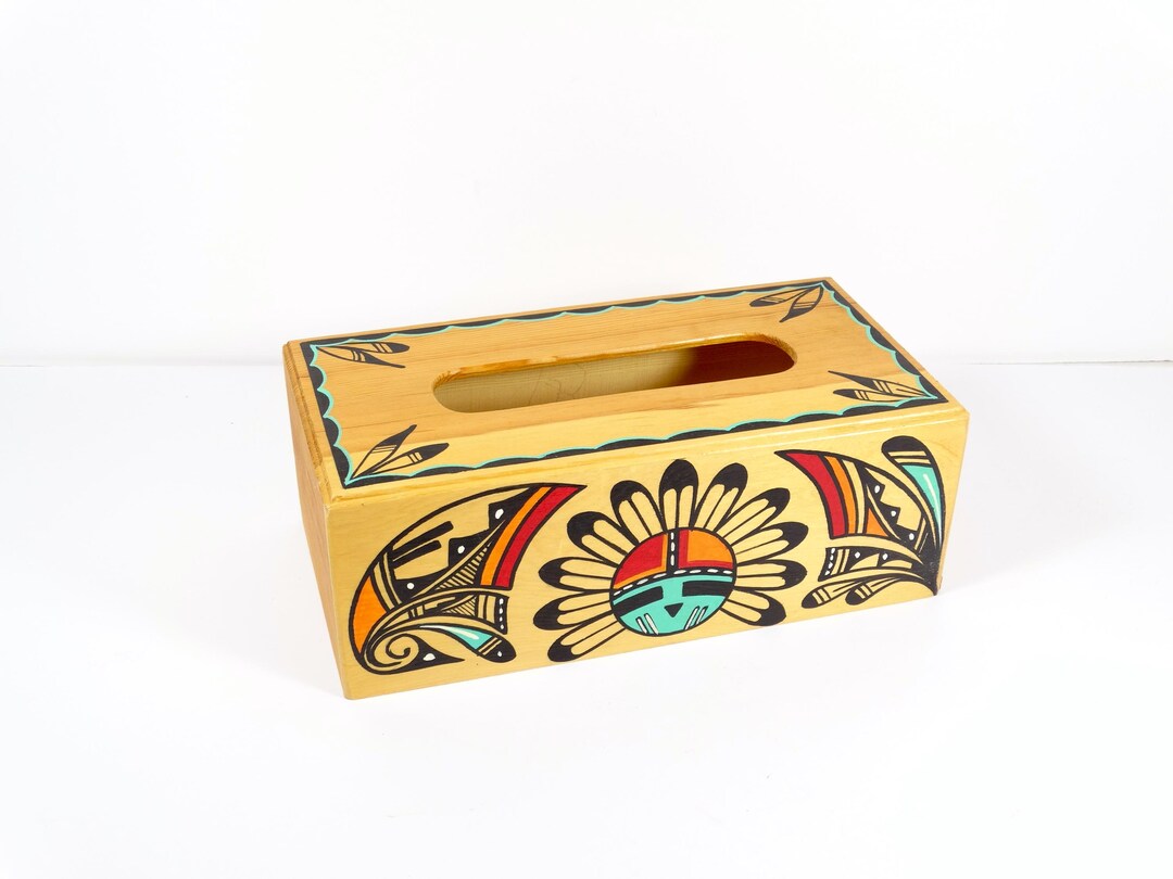 Vintage SW Style Tissue Box Cover Wood Tissue Box Cover Native American ...