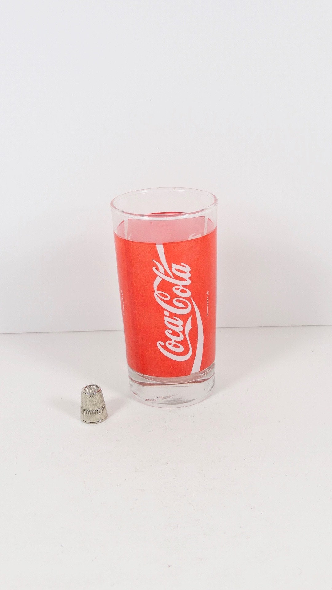 Coca Cola Glass, Coca Cola Clear Red Logo Glass, Vintage Midcentury ...