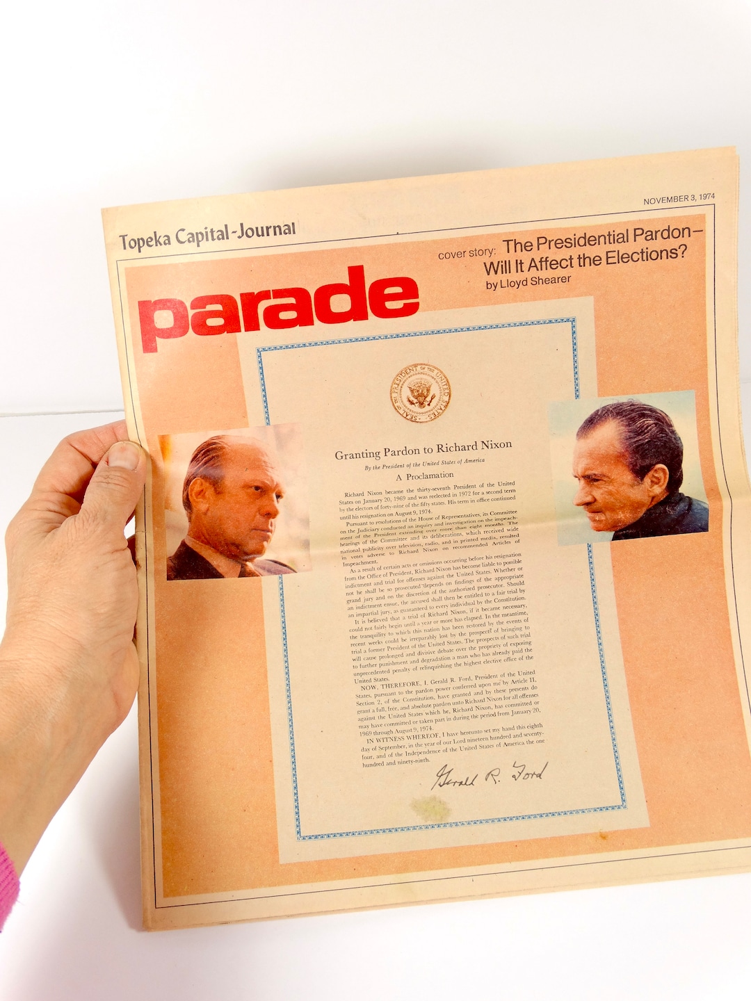 1974 Parade Magazine Ford Pardons Nixon November 3 1974 - Etsy