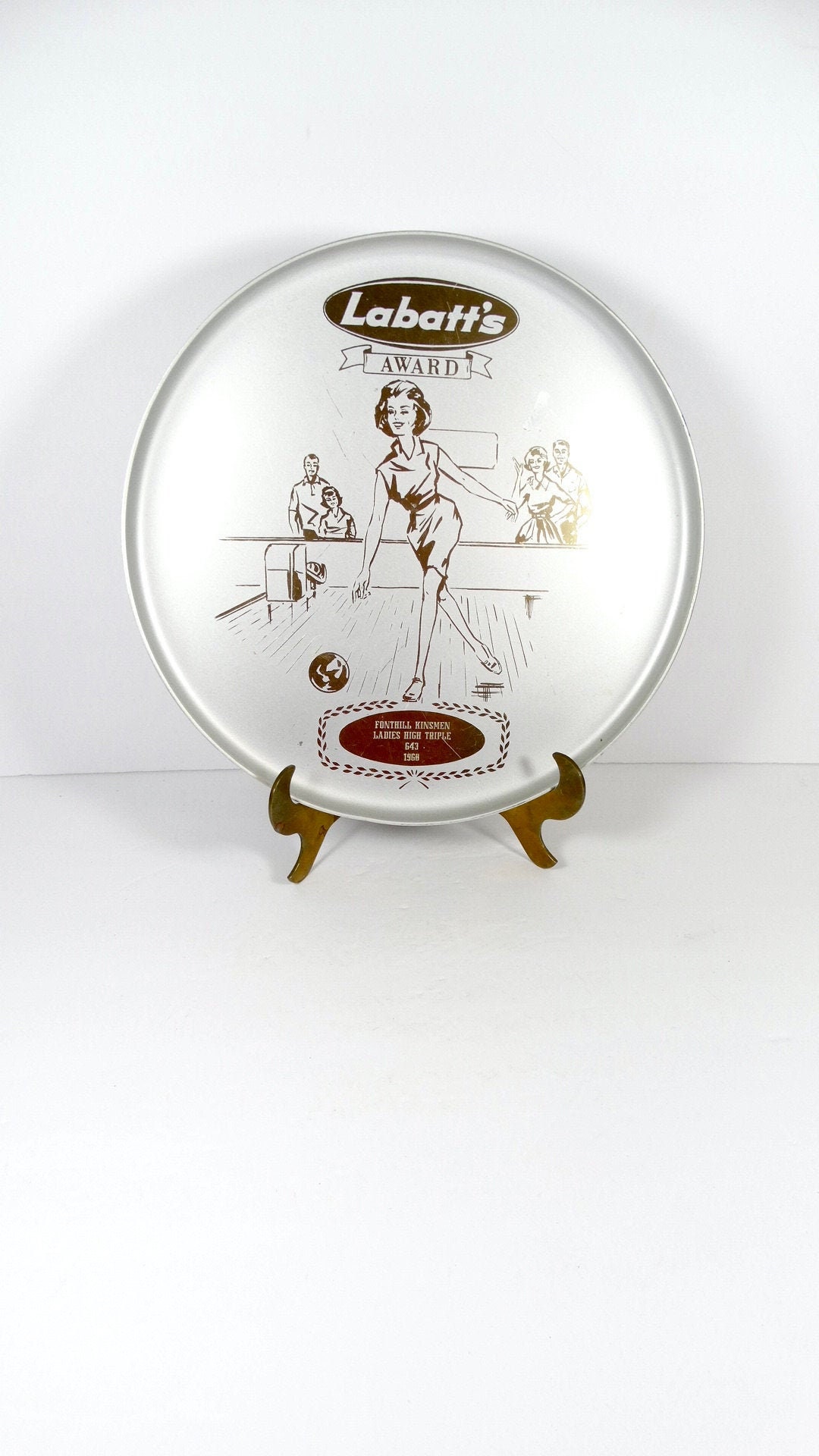 1968 Bowling Trophy Labatt's Award Ladies Bowling Trophy Womens Bowling ...