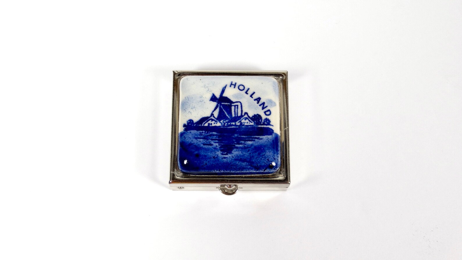 Vintage Delft Snuff Box Delft Tile Pill Box Holland Snuff Box Holland ...