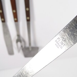 1960s-70s Flint Stainless Steel Kitchen Utensil Set Wood Handles Flint ...