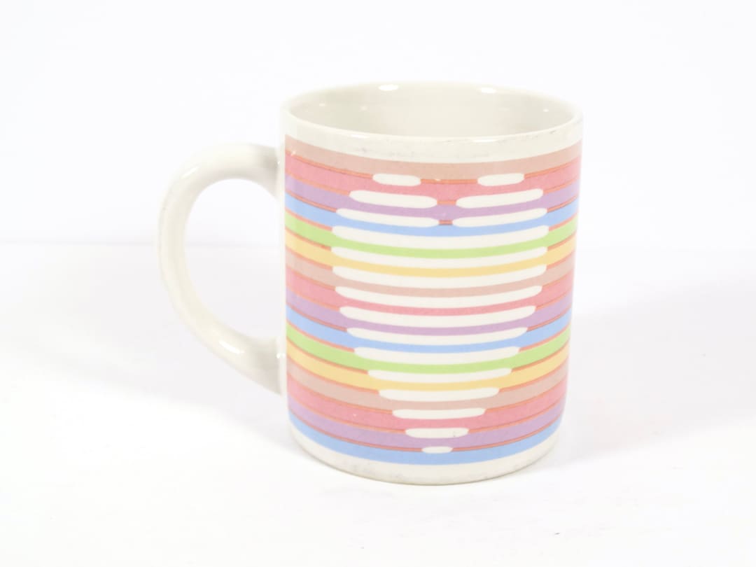 1980s Rainbow Heart Mug Pastel Rainbow Heart Mug 80s Mug 1985 Classical ...