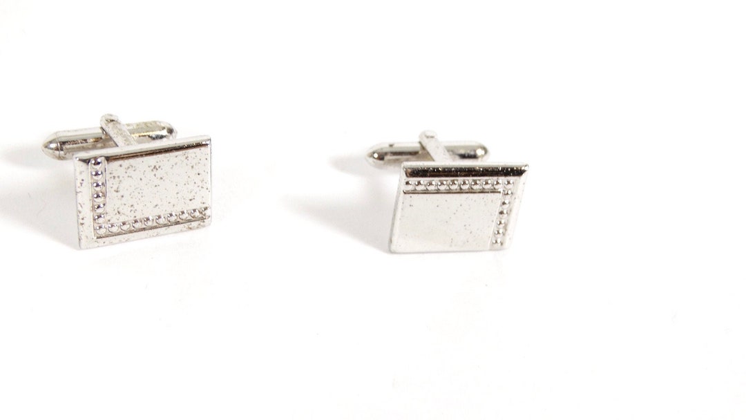1960s Swank Cuff Links Silver Cuff Links Rectangular Silver Cuff Links ...