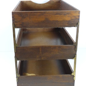 Vintage 3 Tier Stacking Office Trays Wood Mail Trays Inbox Outbox ...