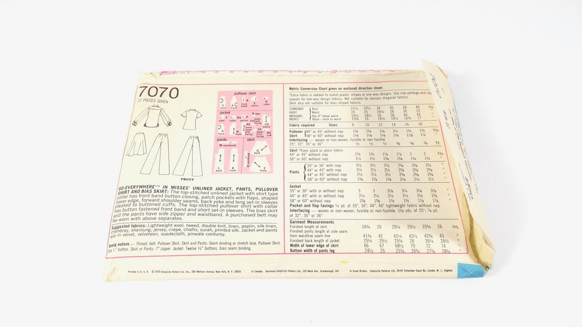 1975 Simplicity 7070 Go Everywhere Wardrobe Vintage Pattern | Etsy