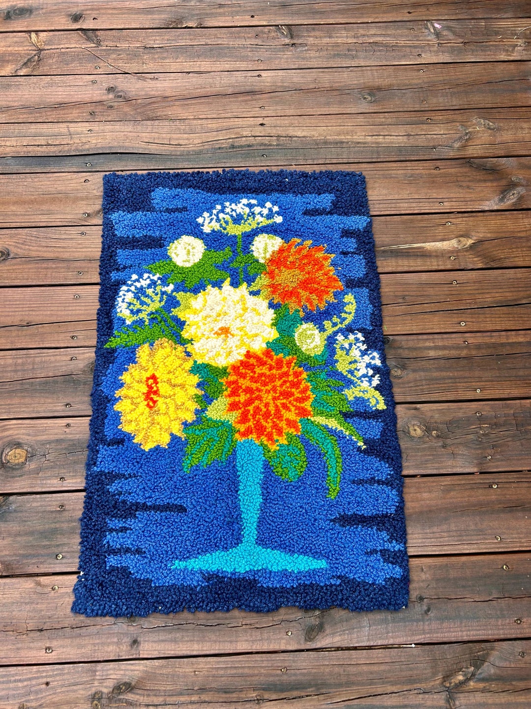 Fabulous Vintage Hooked Rug Maximalist Rug Hooked Rug Floral Vintage ...