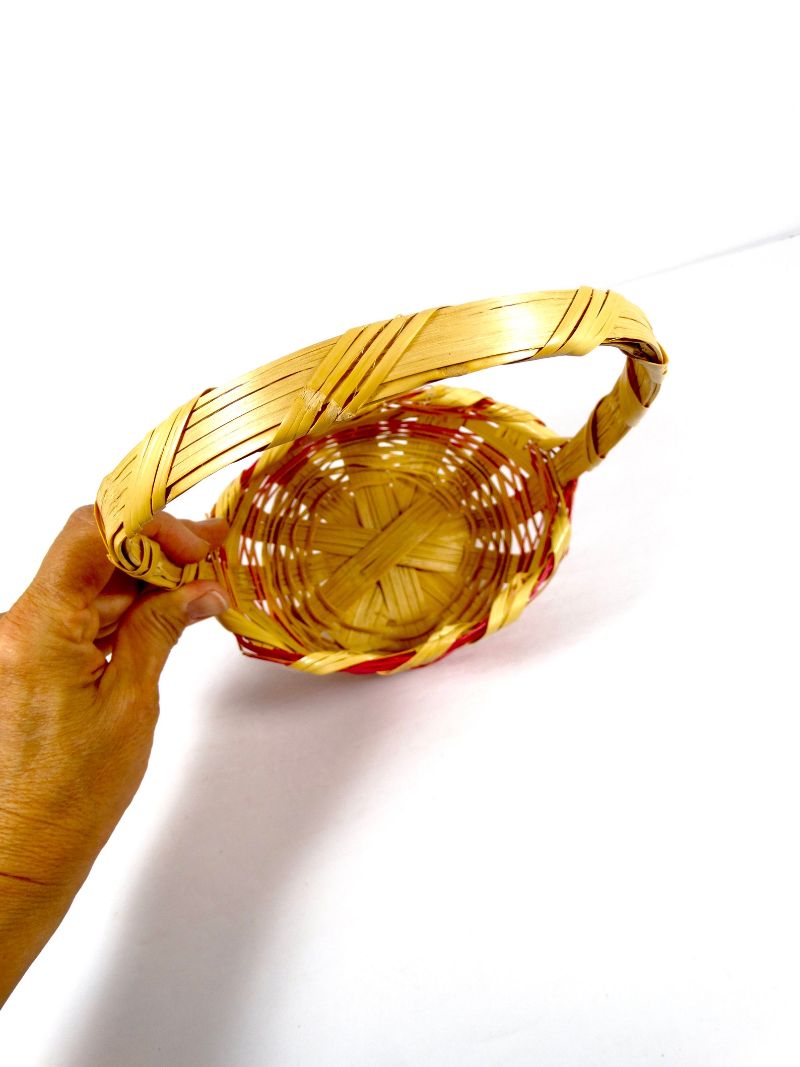 1950s-1960s Easter Basket - Tiny Wicker Easter Basket - Mexico Striped ...