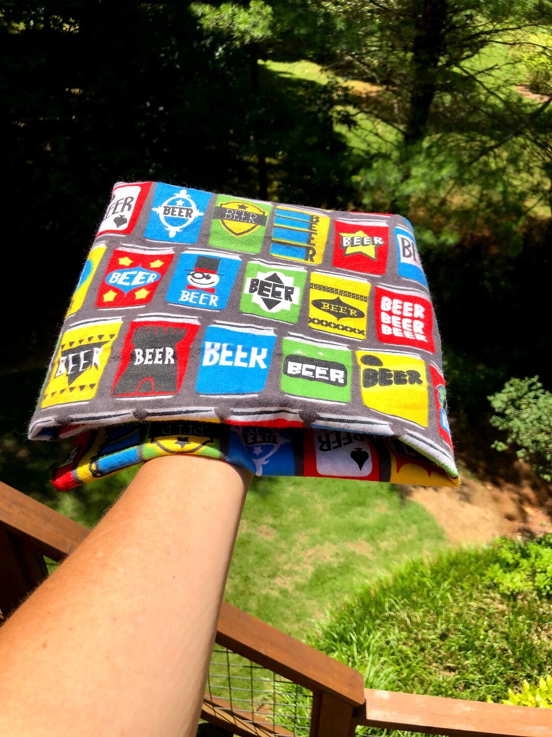 90s Y2K Beer Print Fabric - Flannel Fabric Beer Fabric Funny Beer Can ...