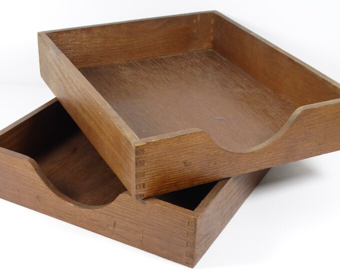 Vintage Hedberg Wood Office File Boxes Set of 2 Wood Inboxes ...