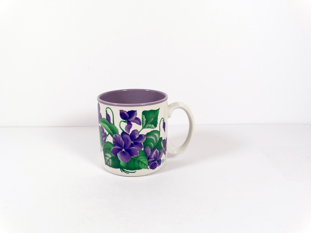 Pretty Violet Mug Vintage 1991 Mug 90s Violets Mug Jane Bowen Violet ...