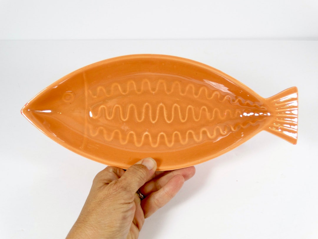Vintage California Pottery Fish Dish Coral Fish Bowl L29 CA Pottery ...