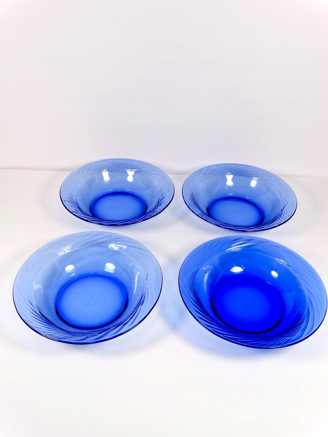 1980s Pyrex Festiva Soup Bowls Set of 4 - Swirled Blue Glass Salad ...
