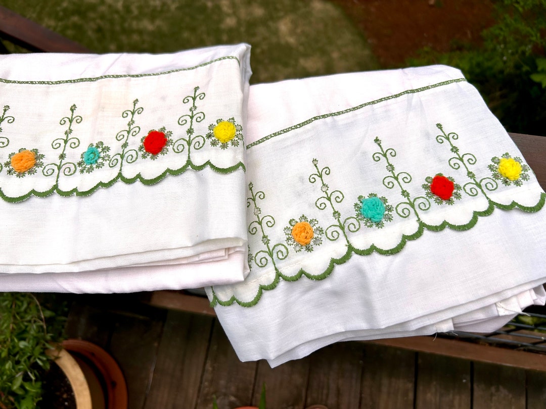 1970s Sears Curtains 70s Curtain Panels Set of 2 Kitchen Curtains ...