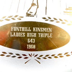 1968 Bowling Trophy Labatt's Award Ladies Bowling Trophy Womens Bowling ...