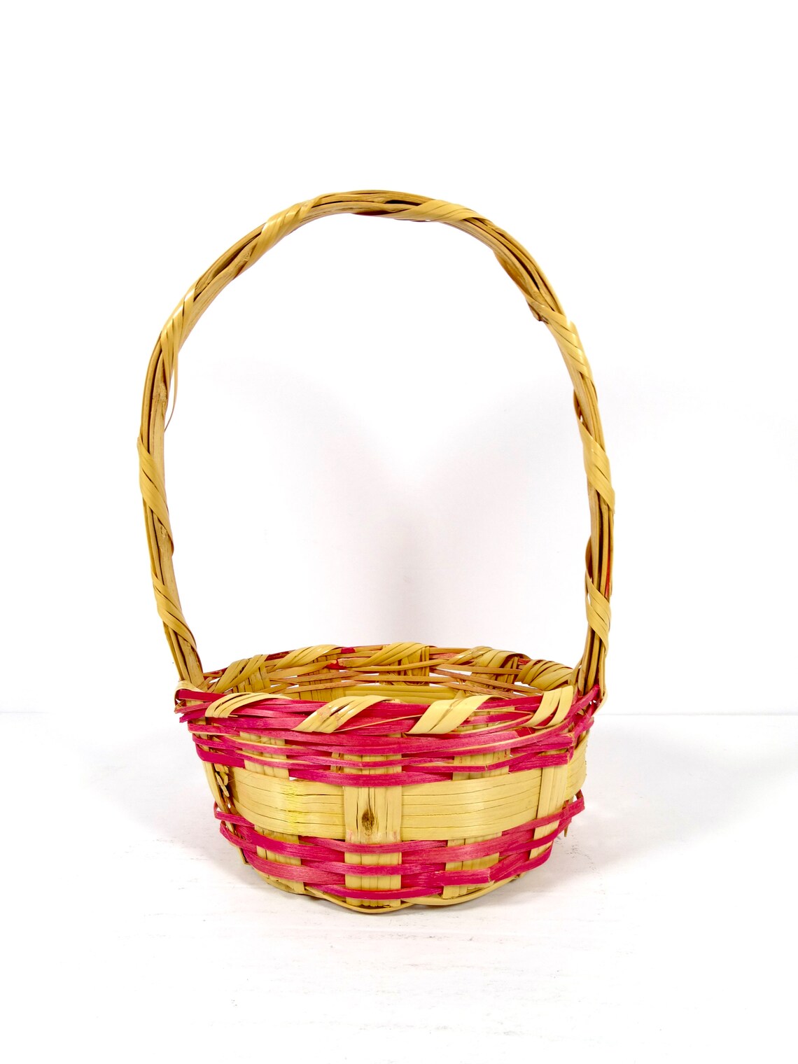 1950s-1960s Easter Basket - Tiny Wicker Easter Basket - Mexico Striped ...
