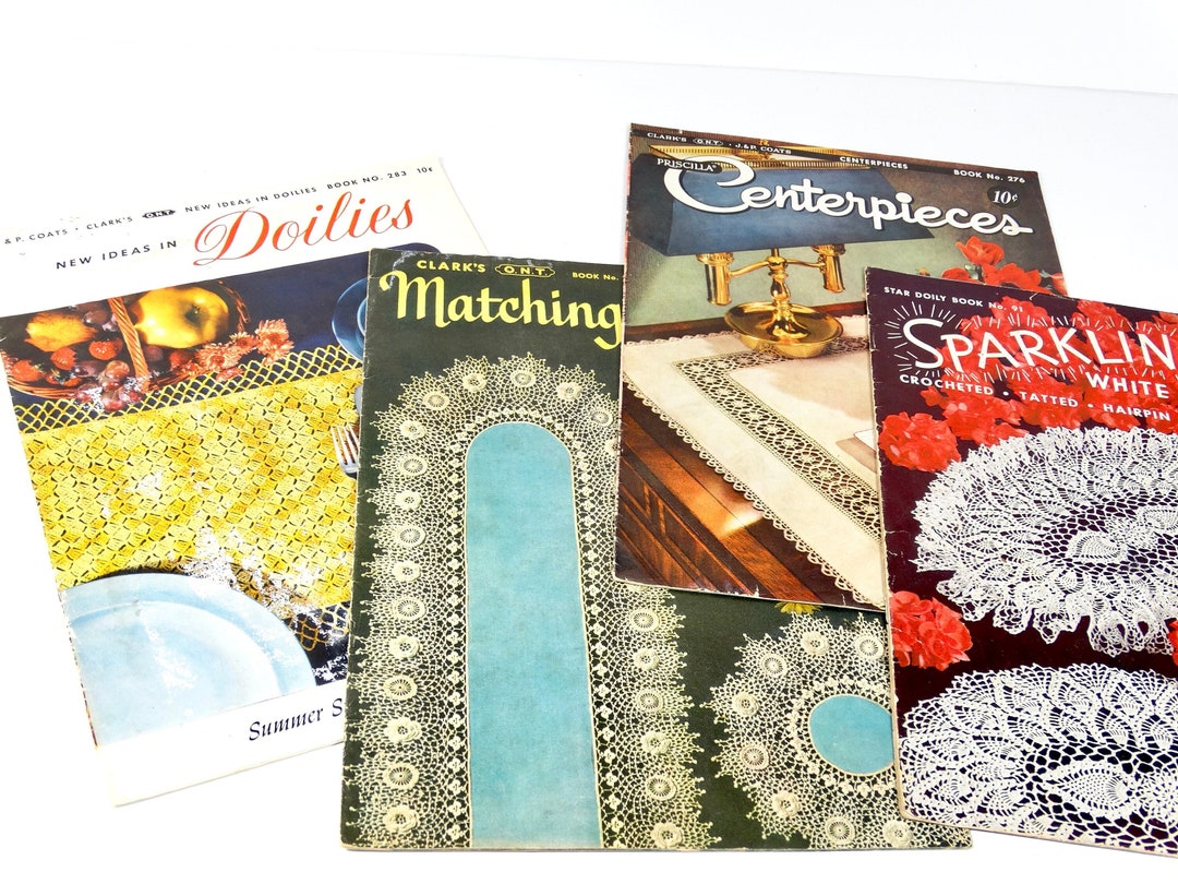 1950s Crochet Doily Patterns Set of 4 Crochet Doiliespattern Booklets ...