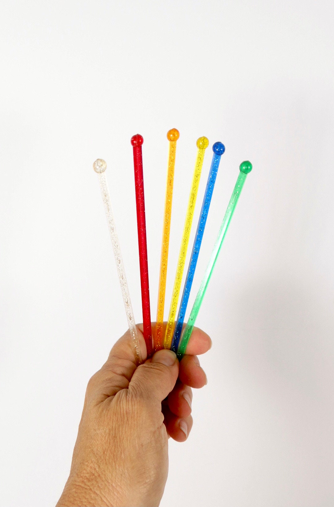 1970s Swizzle Stick Rainbow Glitter Swizzle Sticks Set of 6 - Etsy
